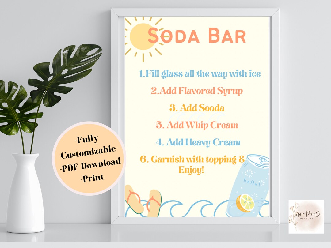 Italian Soda Bar Sign, Make Your Own Beverage, Summer Soda Station ...