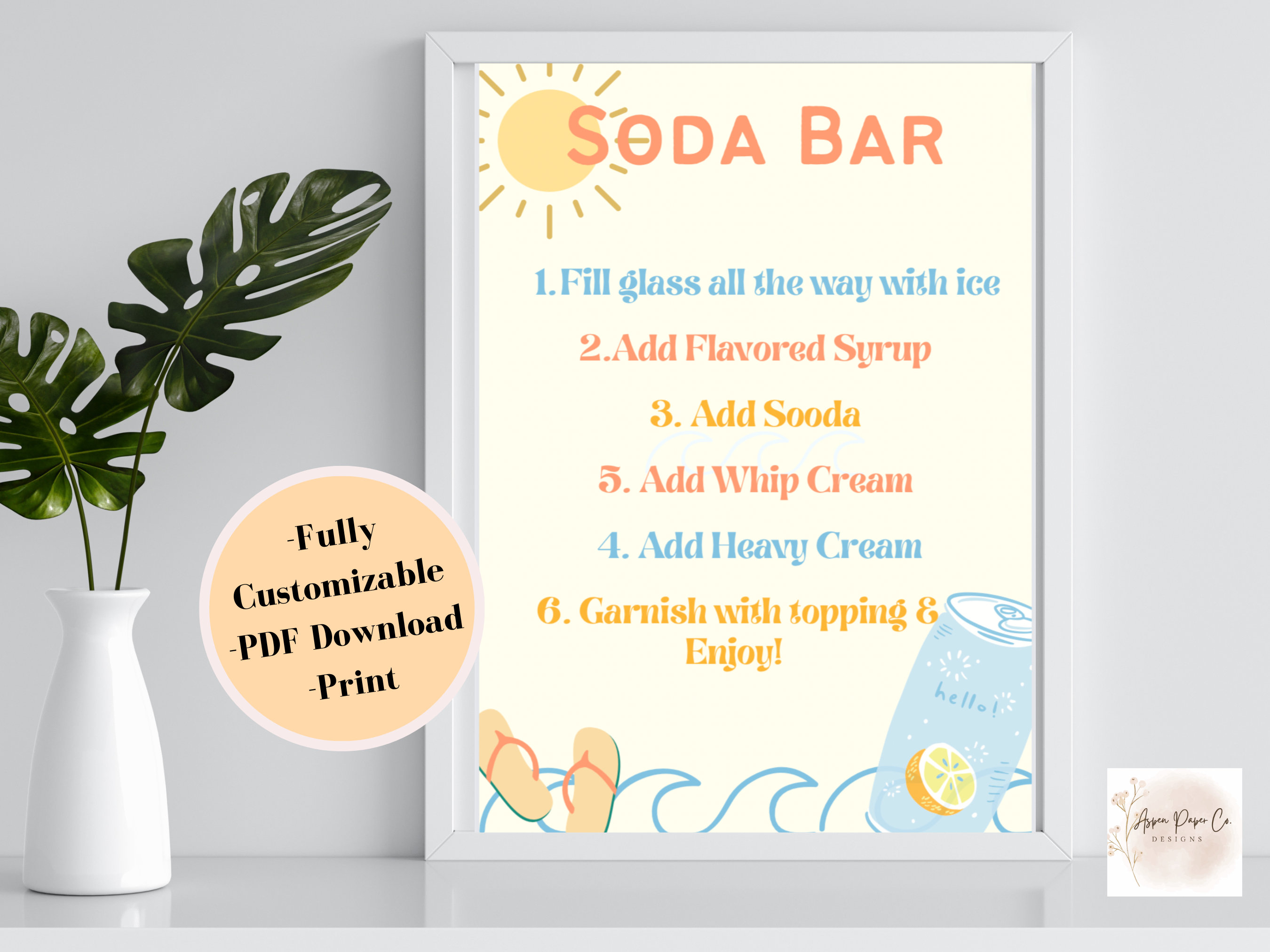 Italian Soda Bar Sign, Make Your Own Beverage, Summer Soda Station ...