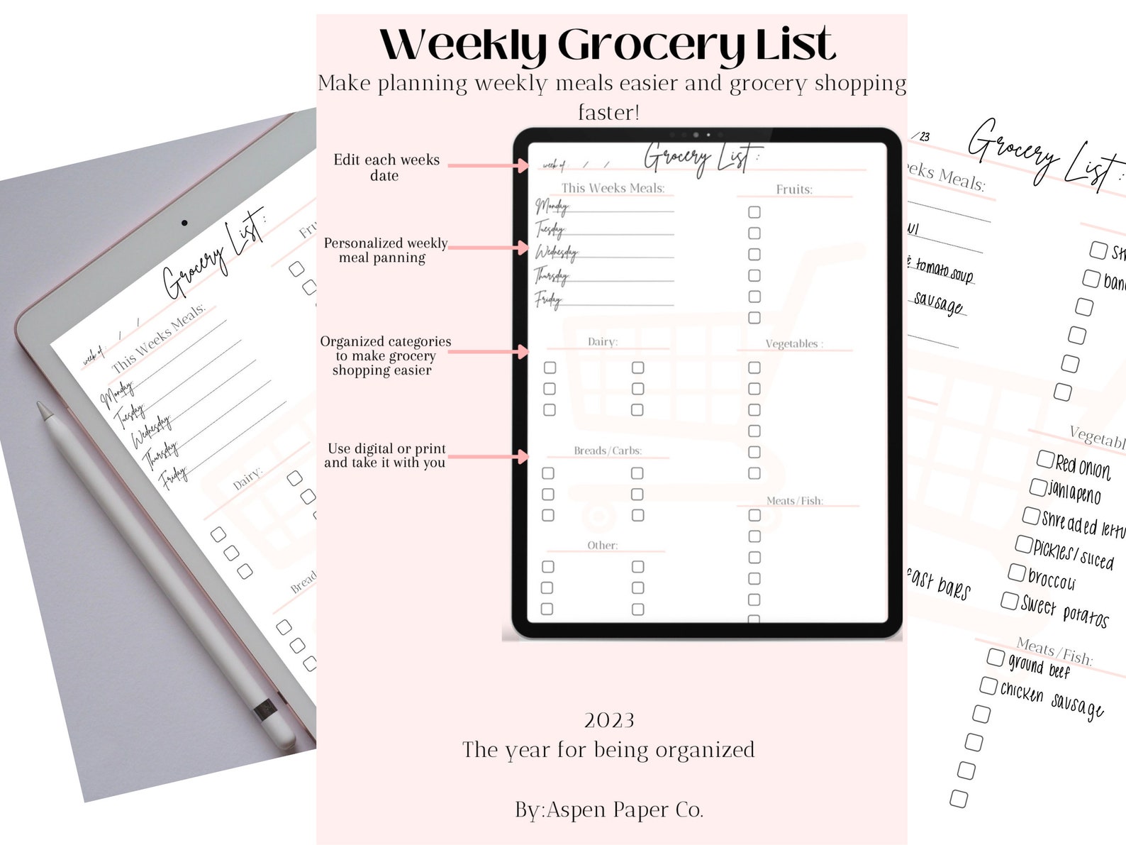 Weekly Grocery List, Digital Download PDF, Printable, Goodnotes A4 ...