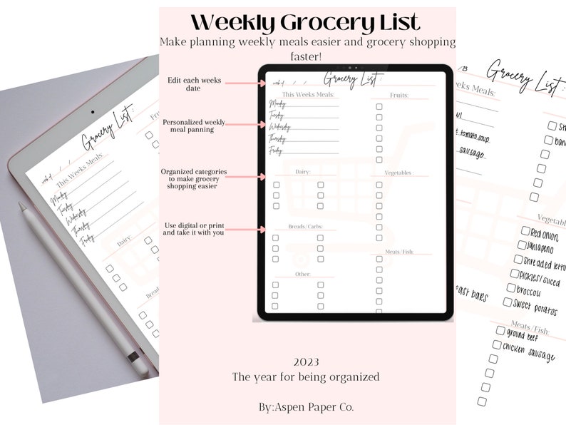 Weekly Grocery List, Digital Download PDF, Printable, Goodnotes A4 ...