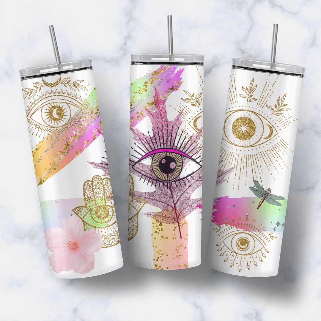 Spring Wicca Tumbler Wrap Dragonfly Evil Eye 9.2 X 8.3 Straight Skinny ...