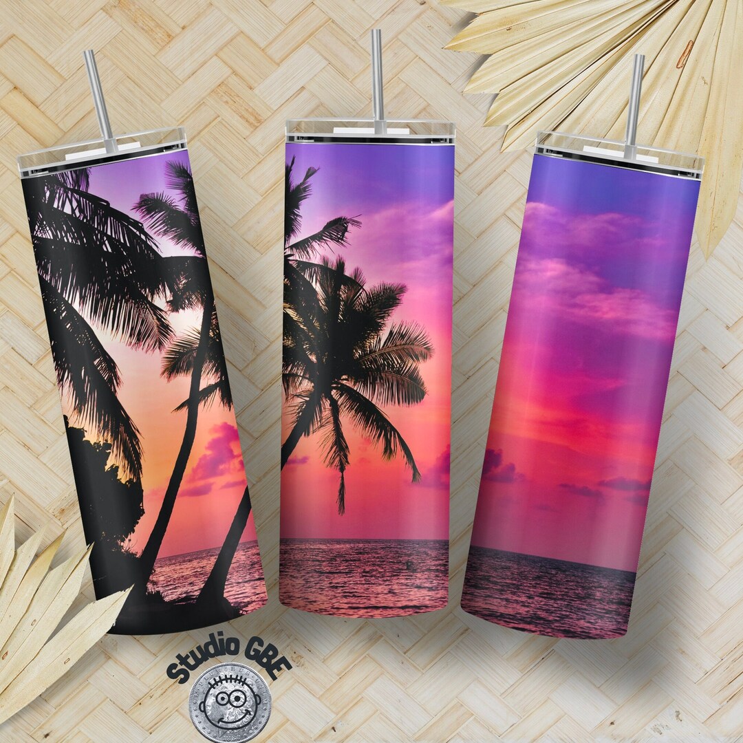 Sunset Beach Sublimation Design, Purple Sunset Png, Beach Tumbler ...