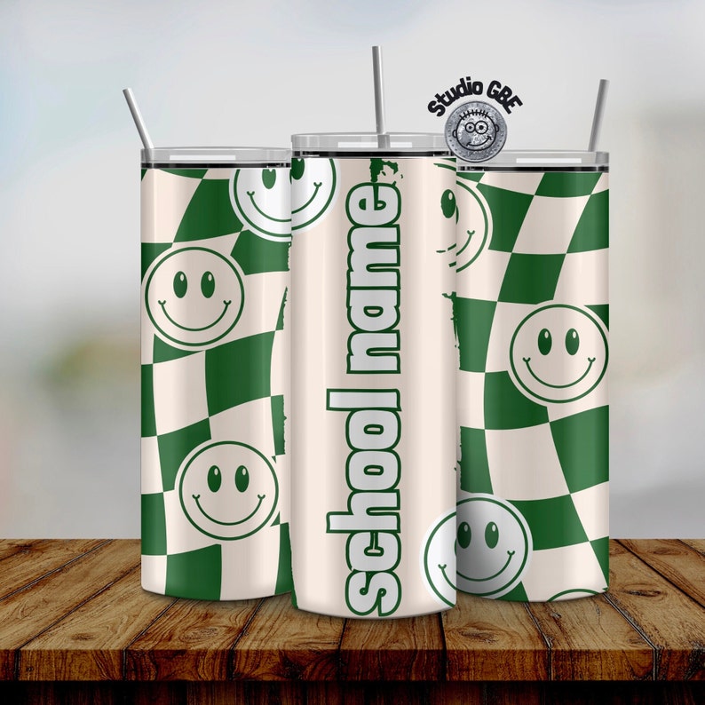 Retro Green and White School Colours Tumbler Design PNG - Etsy