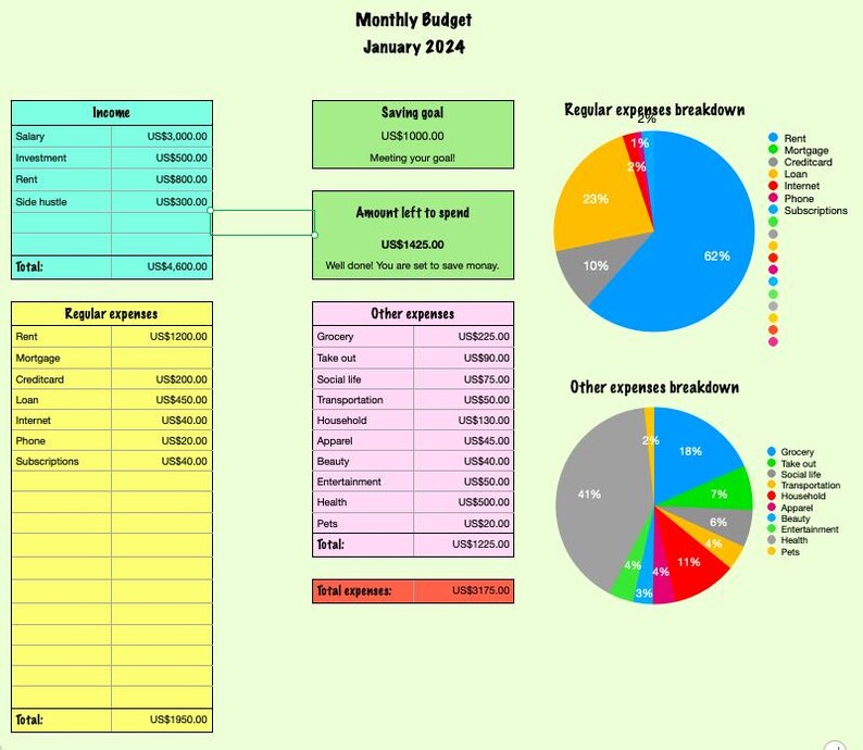 Monthly Budget Planner for Windowns and Mac - Etsy