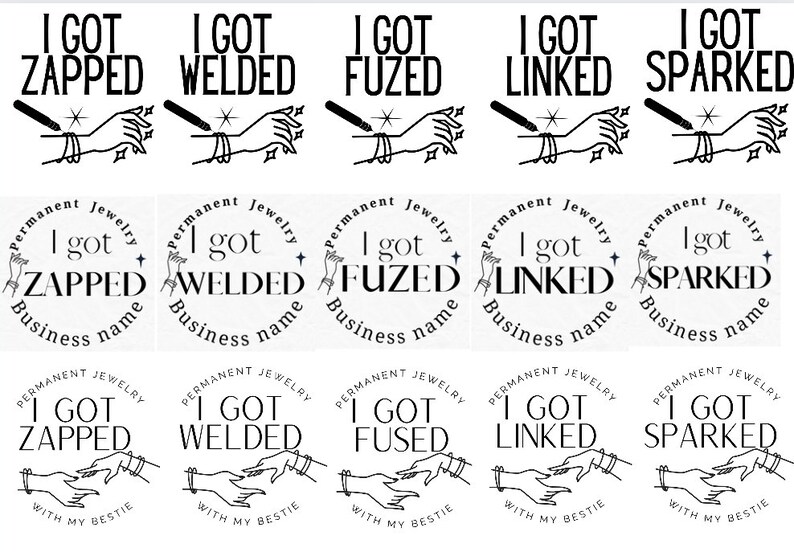 Custom Permanent Jewelry Stickers for Your Brand! “I Got Zapped” "chain ...