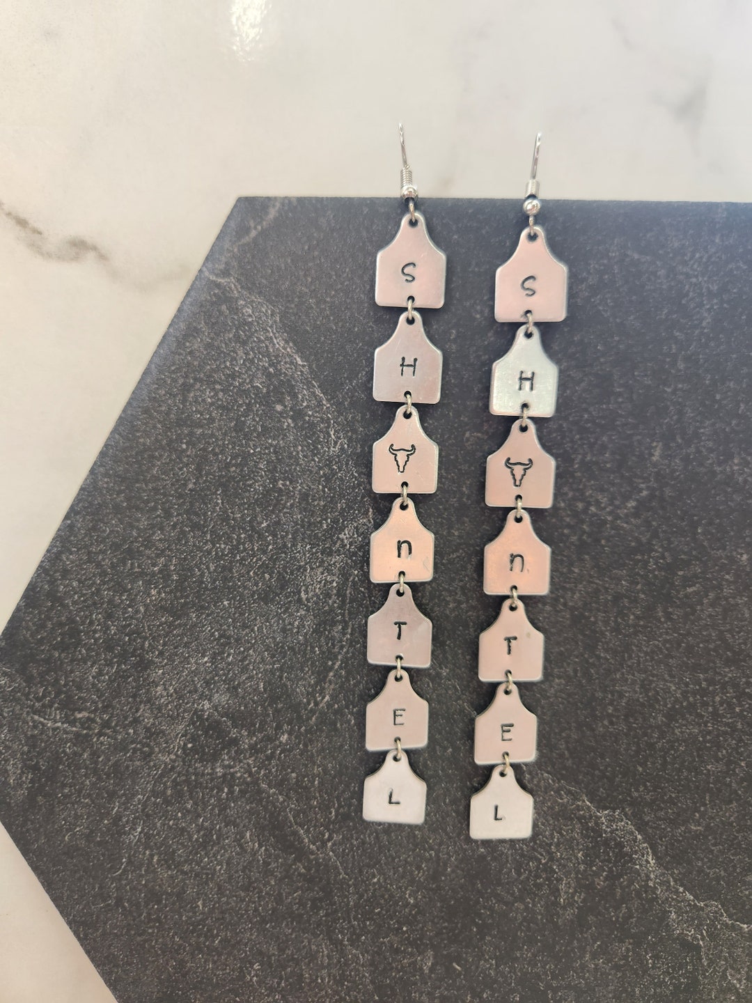 Personalized Custom Western Cow Tag Earrings, Silver Cow Tags ...