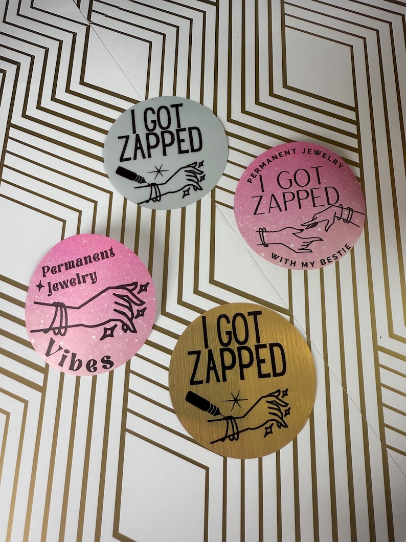 Custom Permanent Jewelry Stickers for Your Brand! “I Got Zapped” "chain ...