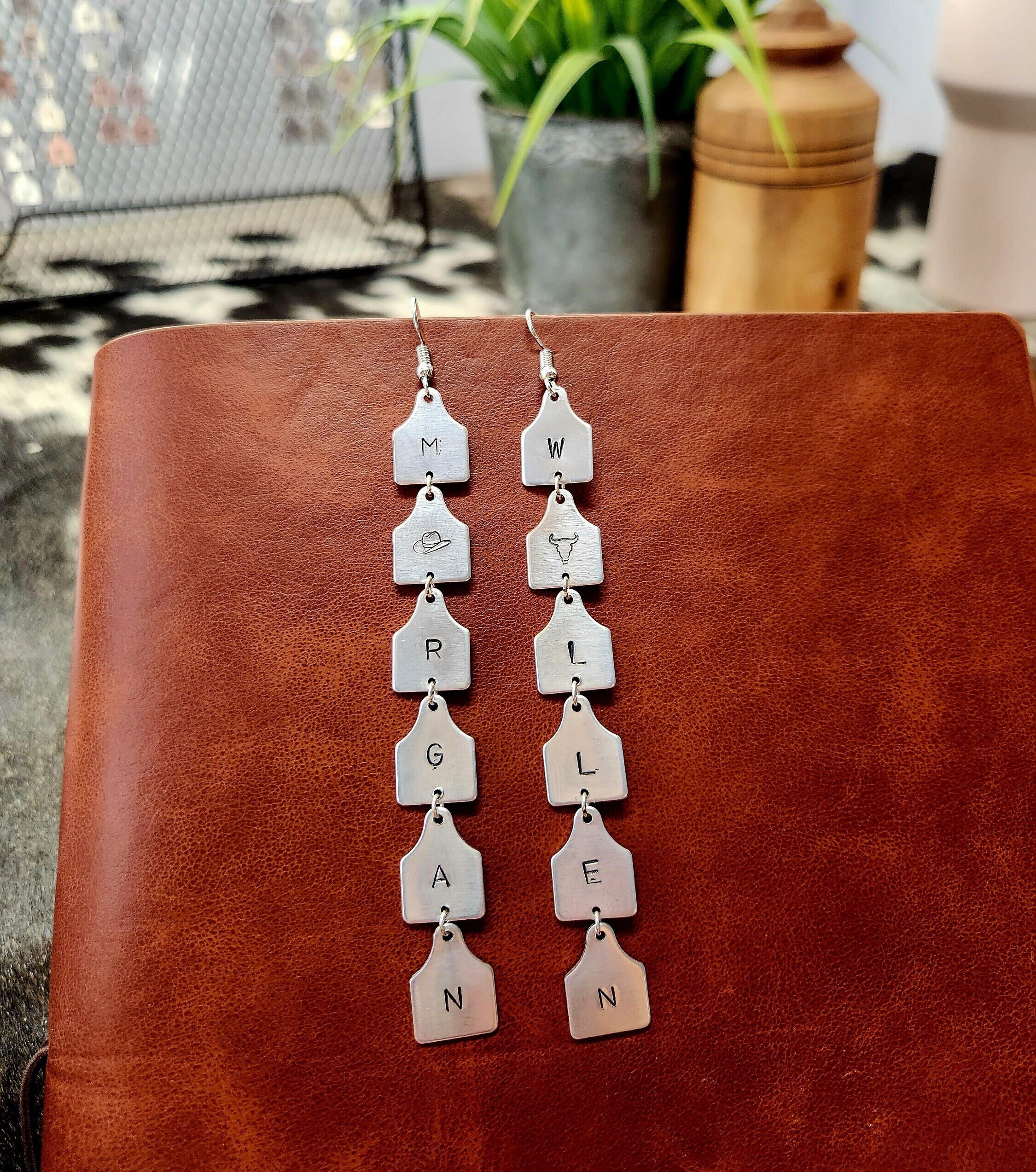 Morgan Wallen Western Cow Tag Earrings, Silver Cow Tags Customizable ...