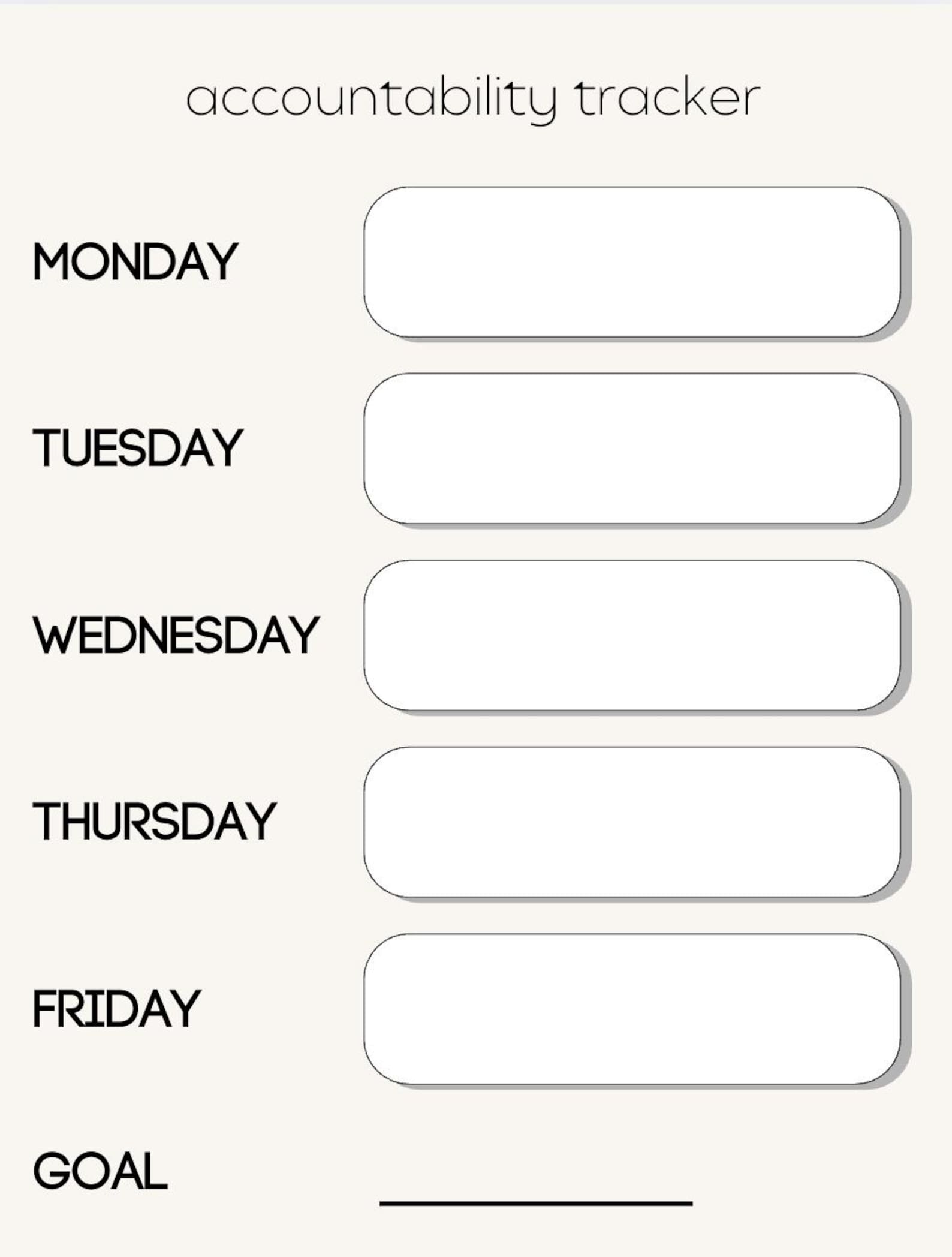 Weekly Accountability Tracker | Printable PDF | Undated Goal Planner ...