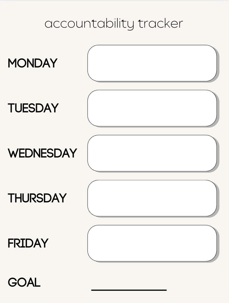 Weekly Accountability Tracker | Printable PDF | Undated Goal Planner ...