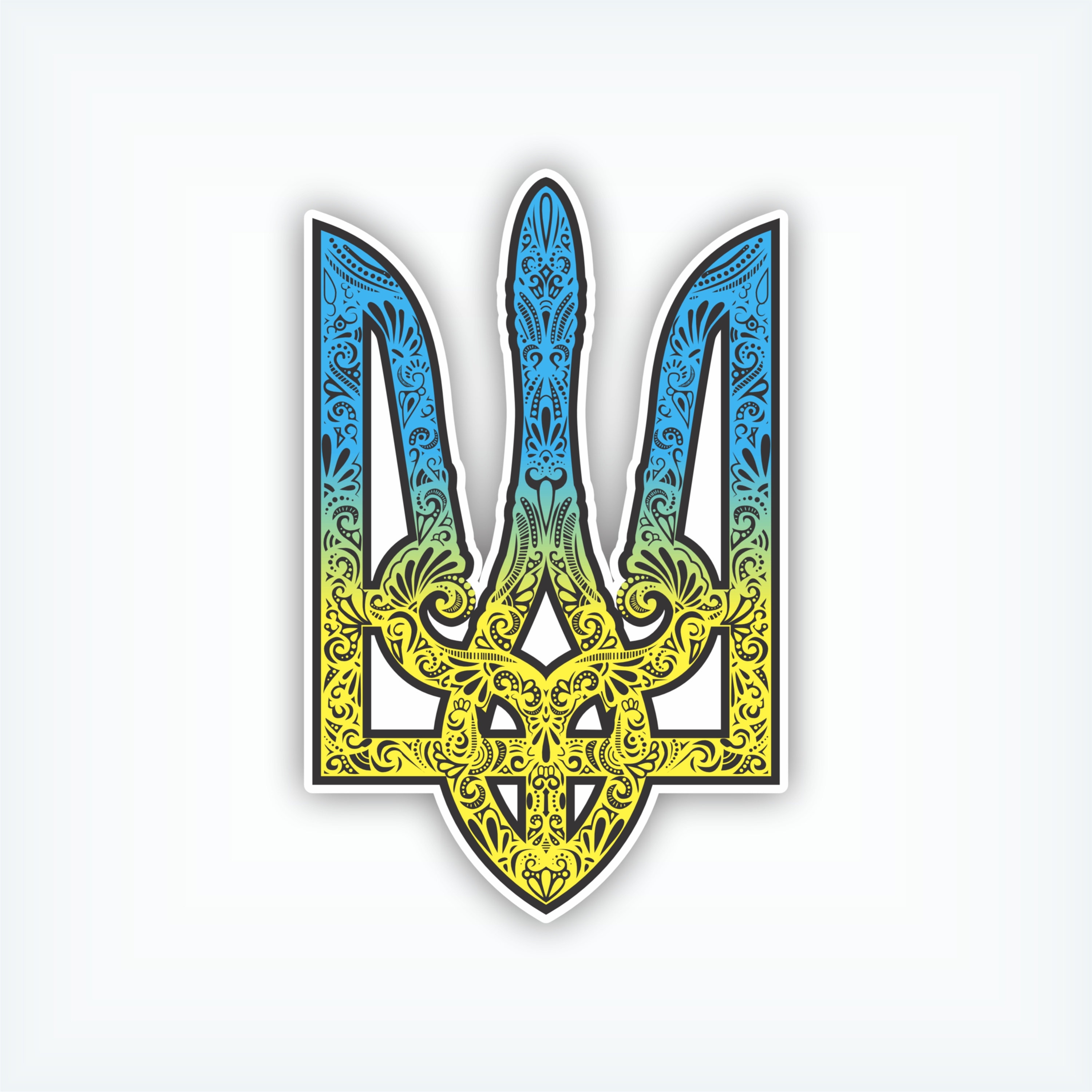 Ukrainian Trident Tryzub Trizub Vinyl Decal Car Truck Van Window Bumper