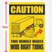 Caution Wide Turns Sign Safety Decal Vinyl Sticker for Semi Truck and ...
