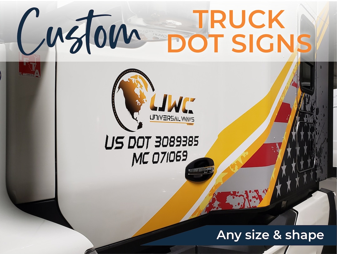 US Dot Truck Signs, Truck Decals - Multiple Colors and Sizes - Vinyl ...