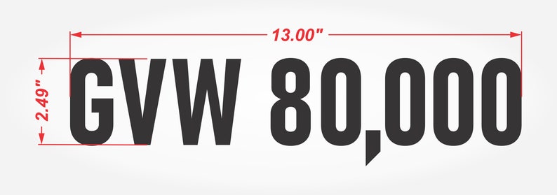 SET of 2 GVW 80,000 Semi Truck Decal Sticker USDOT Gross Vehicle Weight ...