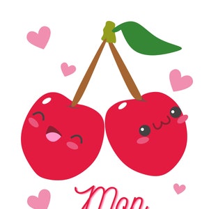 Mon Chéri Cute Cherry Digital Wall Art - Etsy