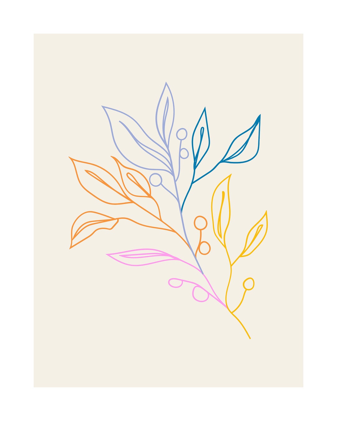 Set of Three Minimalist Colourful Line Art Prints, Neutral Home Decor ...