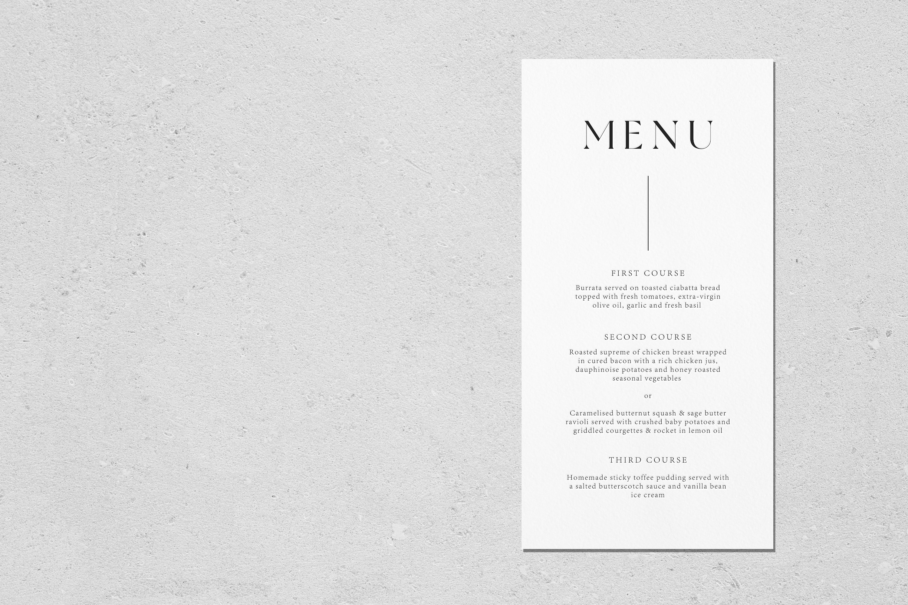 Printable Wedding Menu, Modern & Simple Menu Template, Fully Editable ...