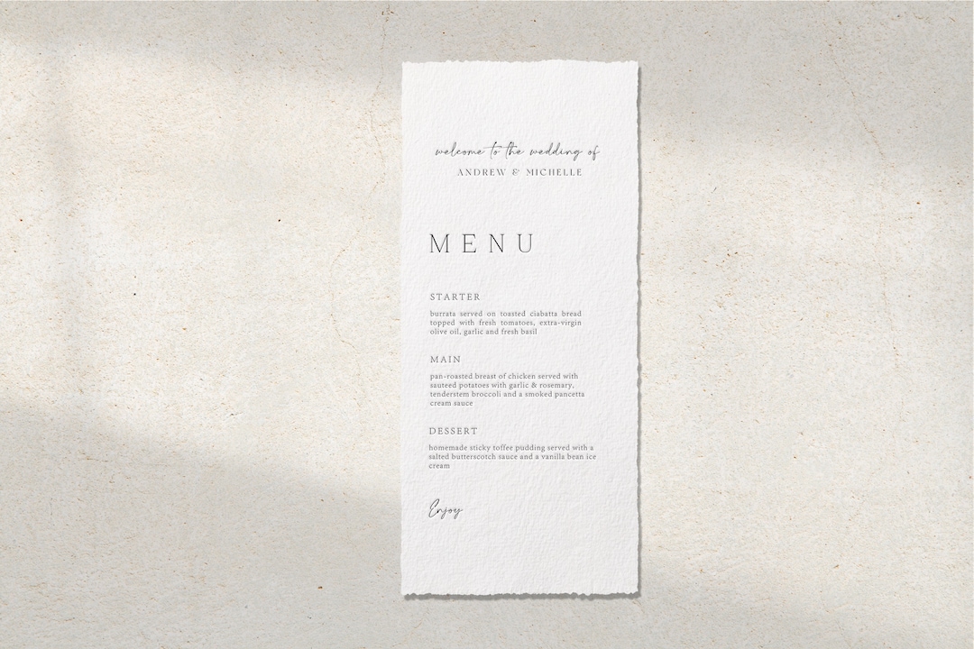 Elegant Wedding Menu Template, Classic & Simple Menu, Fully Editable in ...