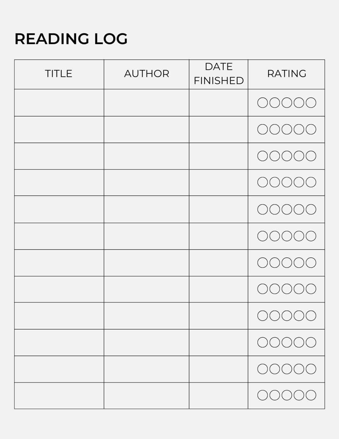 A4 Digital Reading Log - Etsy