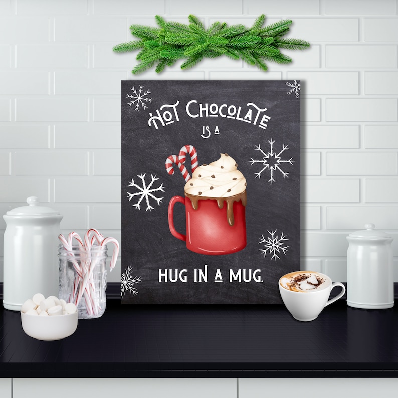 Hot Chocolate Sign Digital Download Winter Decor Printable Christmas ...