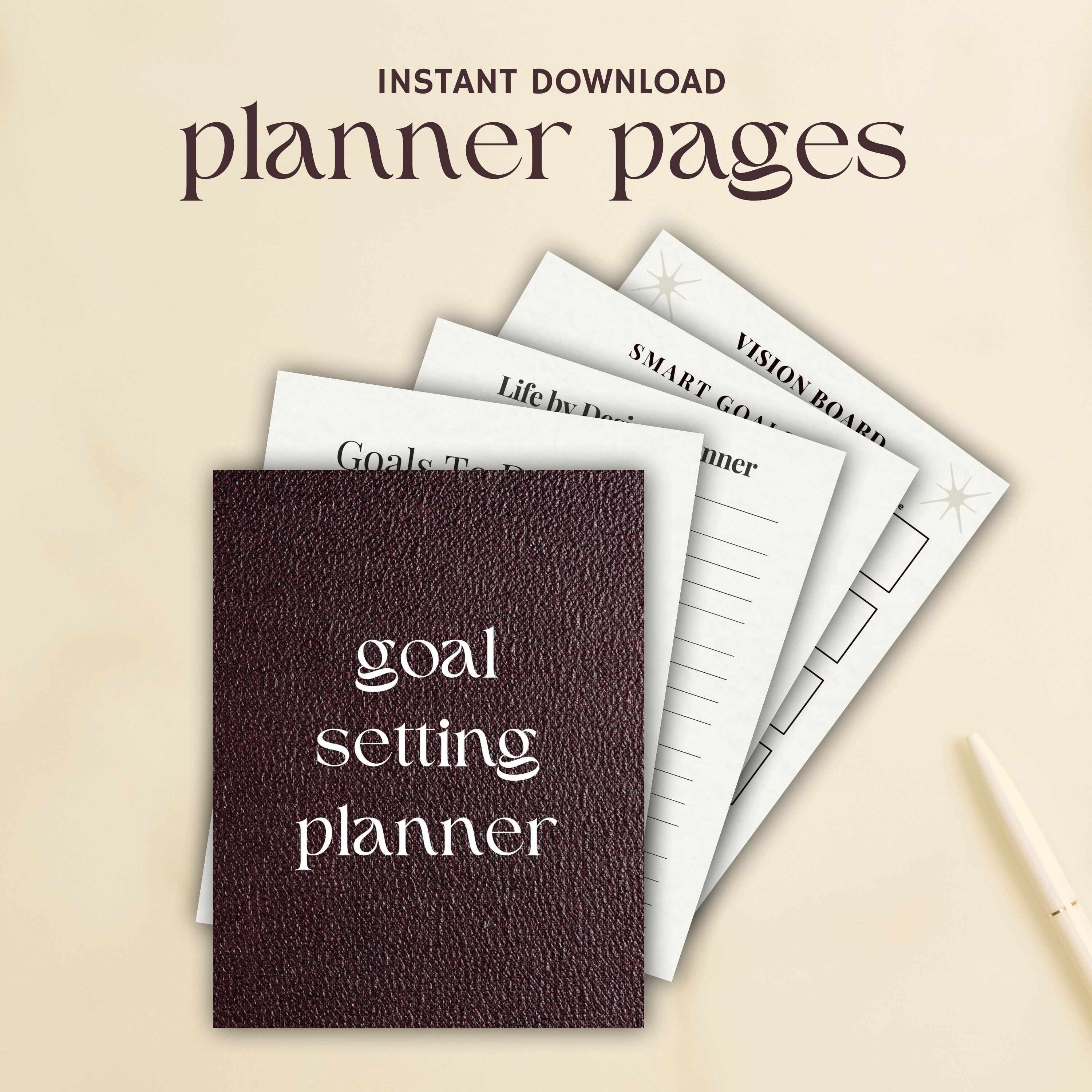 Brown Printable Goal Setting Planner Undated Productivity Organizer ...