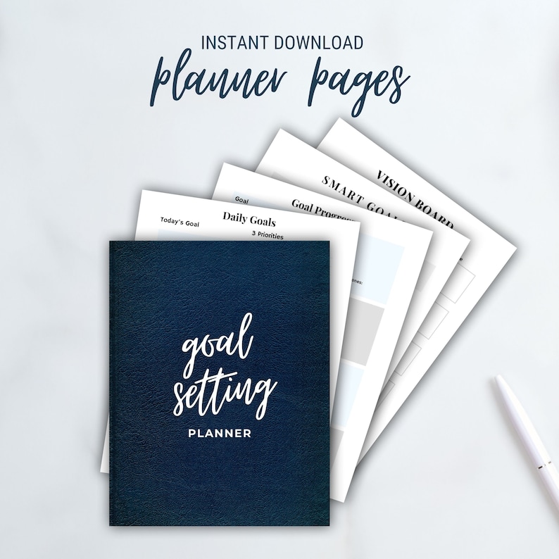 Blue Printable Goal Setting Planner Undated Productivity Organizer ...