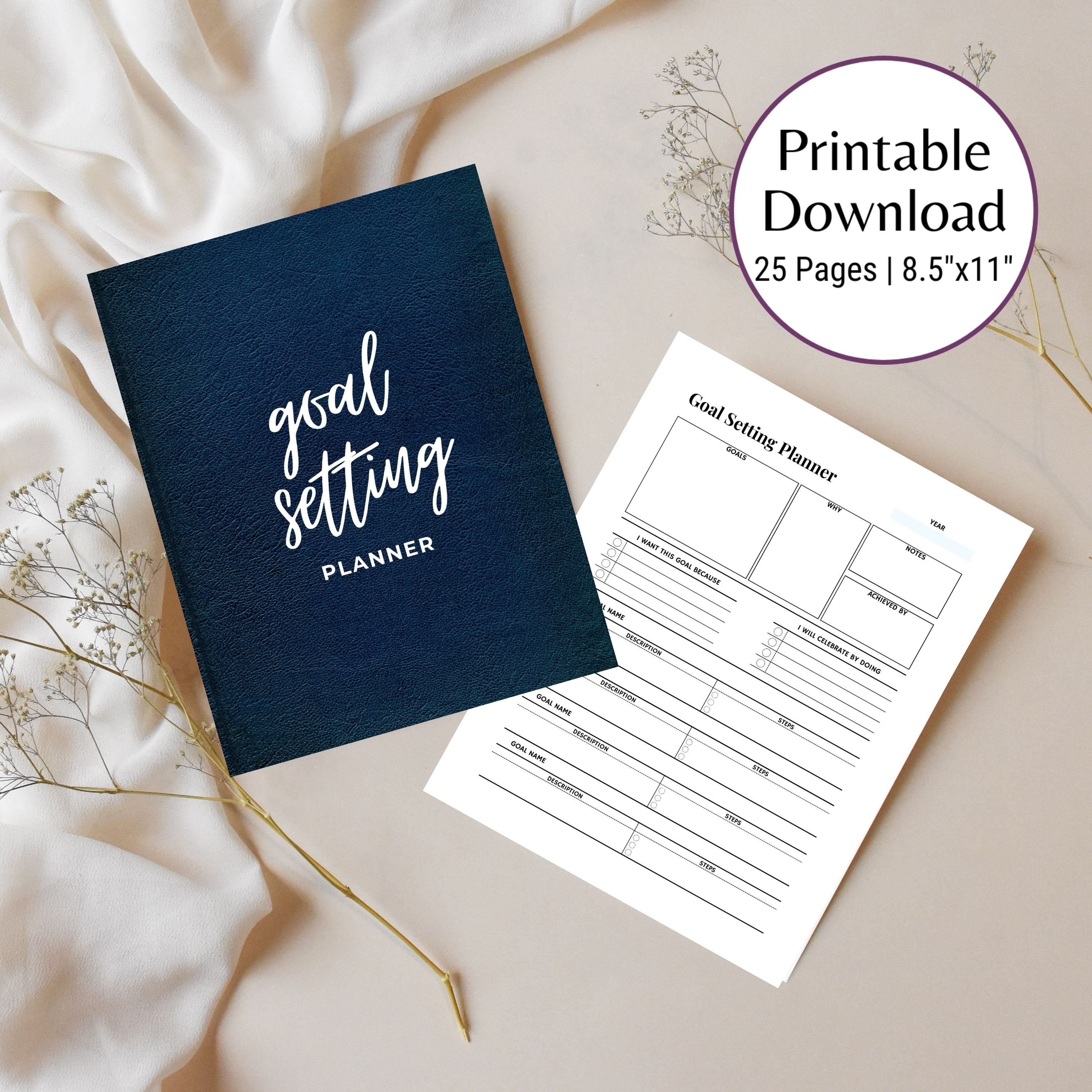 Blue Printable Goal Setting Planner Undated Productivity Organizer ...