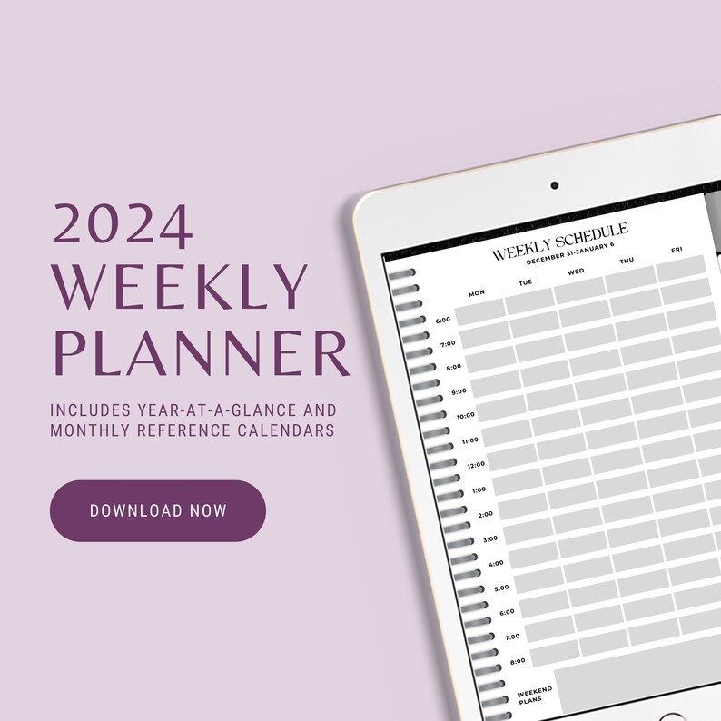 2024 Dated Planner PDF, Downloadable Calendar 2024, 2024 Weekly ...