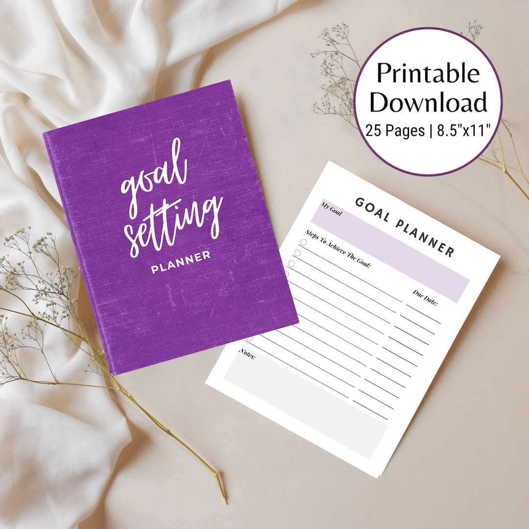 Purple Printable Goal Setting Planner, Undated Productivity Organizer ...