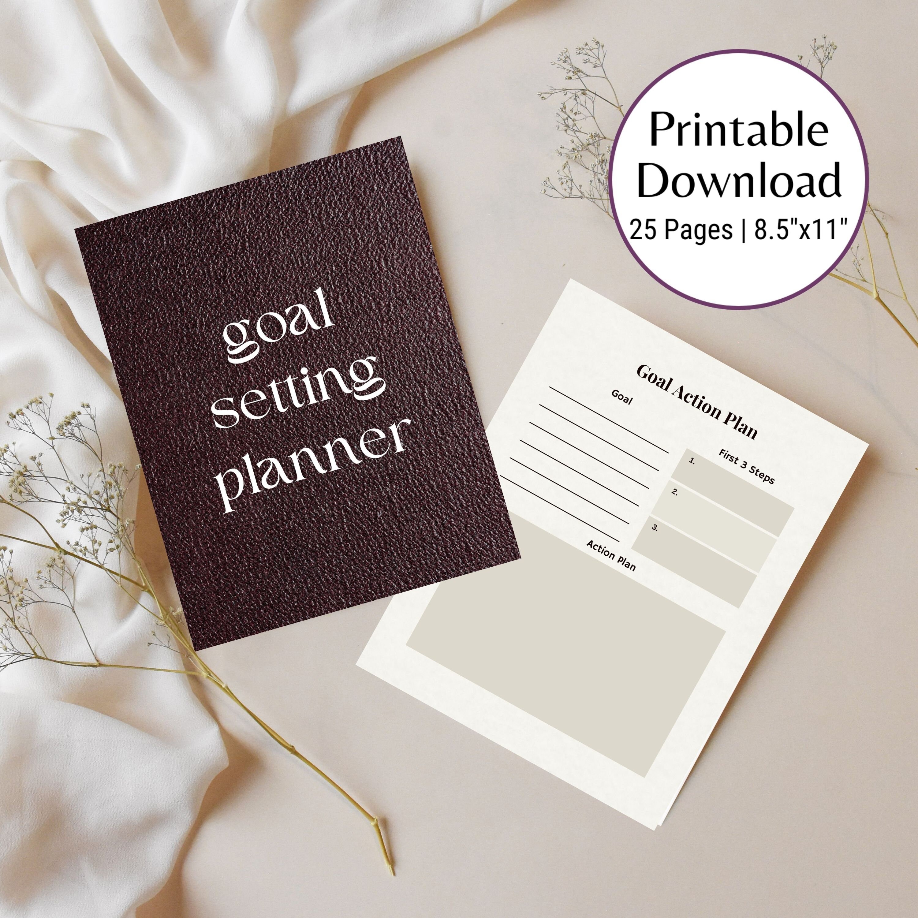 Brown Printable Goal Setting Planner Undated Productivity Organizer ...
