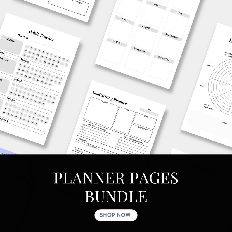 Black Printable Goal Setting Planner Undated Productivity Organizer ...