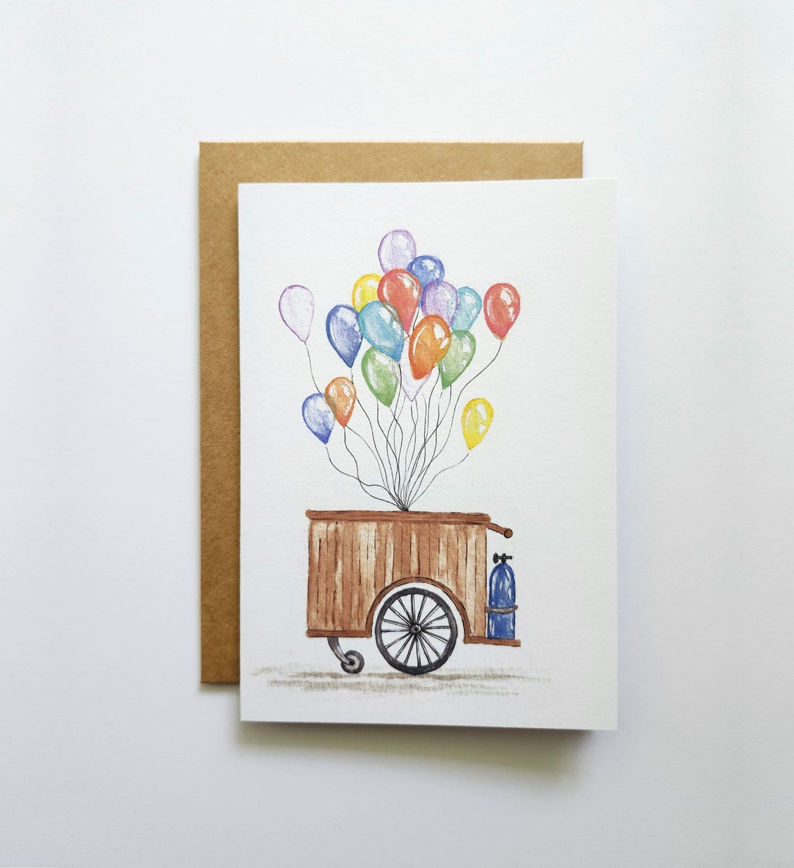 Hand Painted Card, Balloon Birthday Card, up Birthday Card, Colorful ...