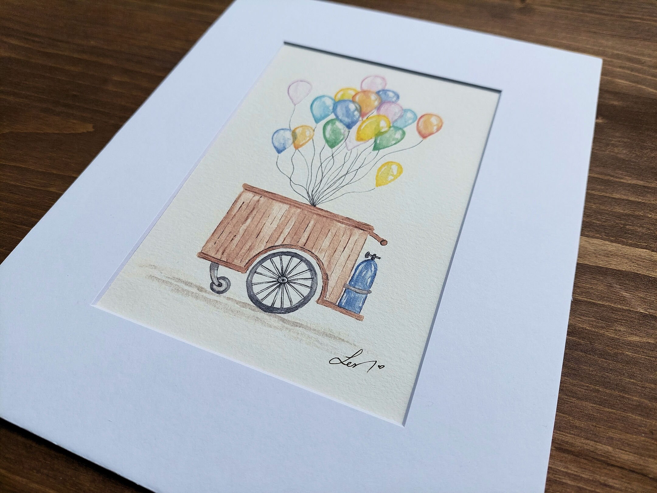 Hand Painted Art, Watercolor Painting, Balloon Cart Painting, Carnival ...