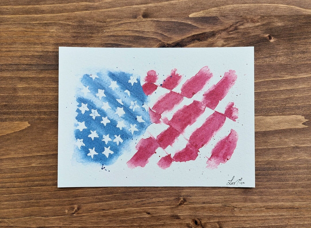 Hand Painted Card, American Flag Card, Independence Day Card, 4th of ...