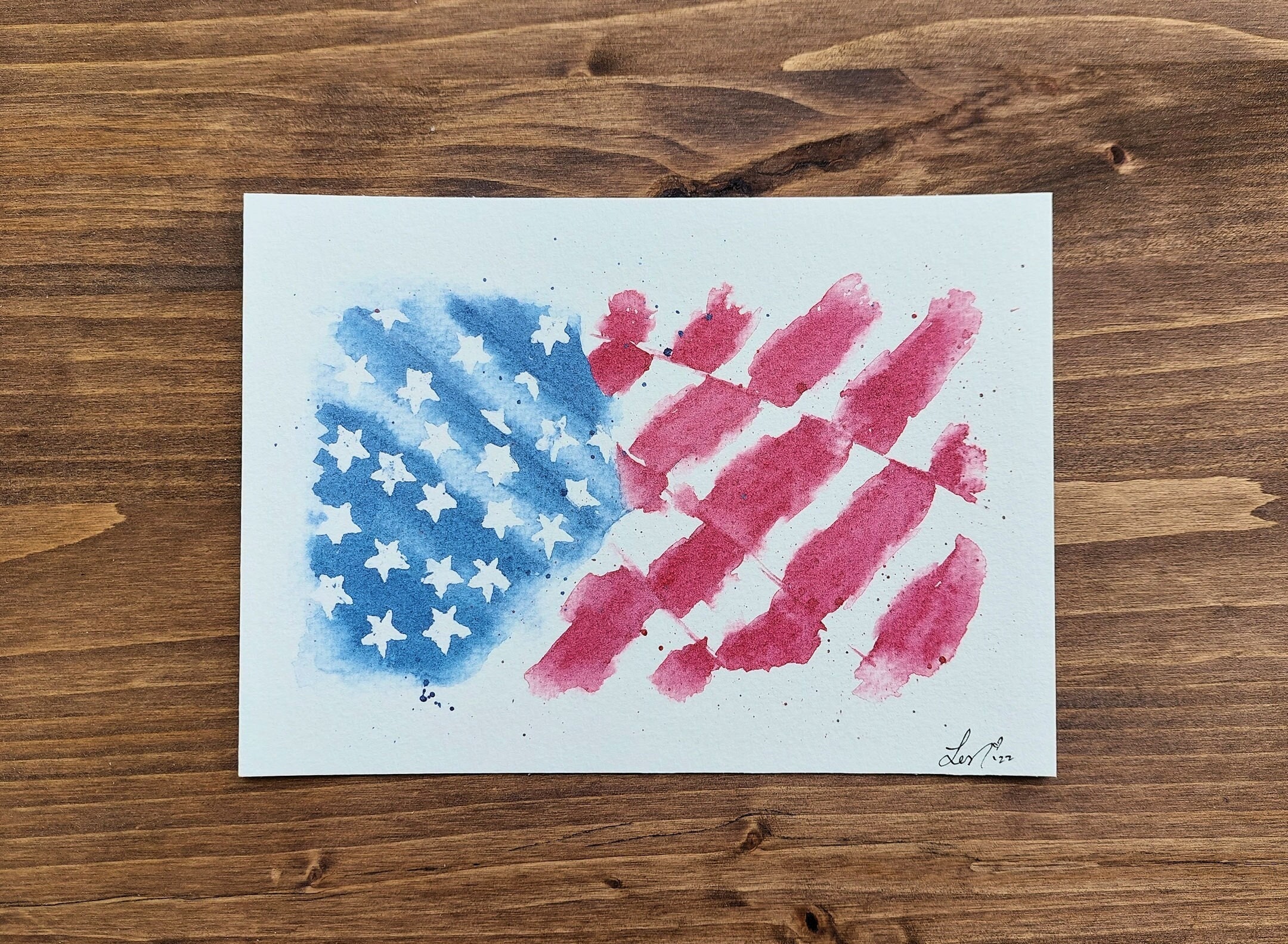 Hand Painted Card, American Flag Card, Independence Day Card, 4th of ...