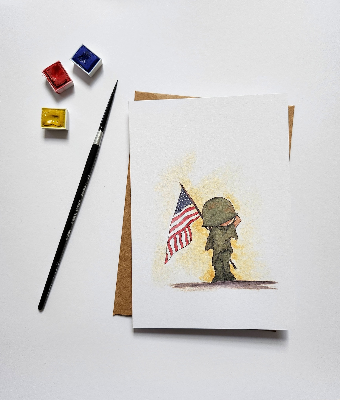 Hand Painted Card, Veterans Card, Military Card, American Flag Card ...