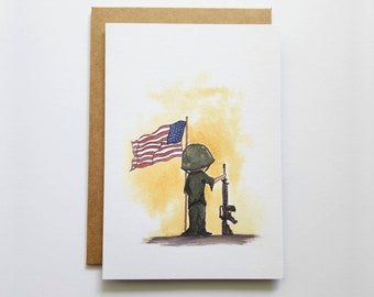 Hand Painted Card, Veterans Card, Military Card, American Flag Card ...
