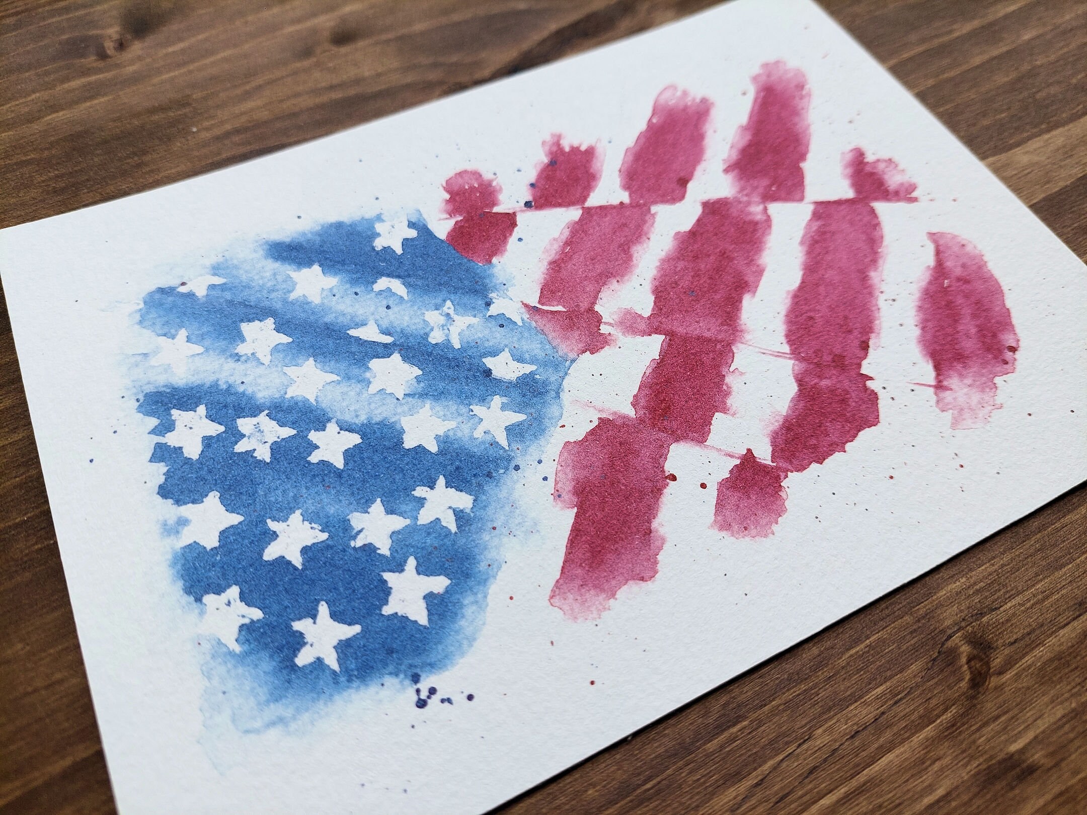 Hand Painted Card, American Flag Card, Independence Day Card, 4th of ...