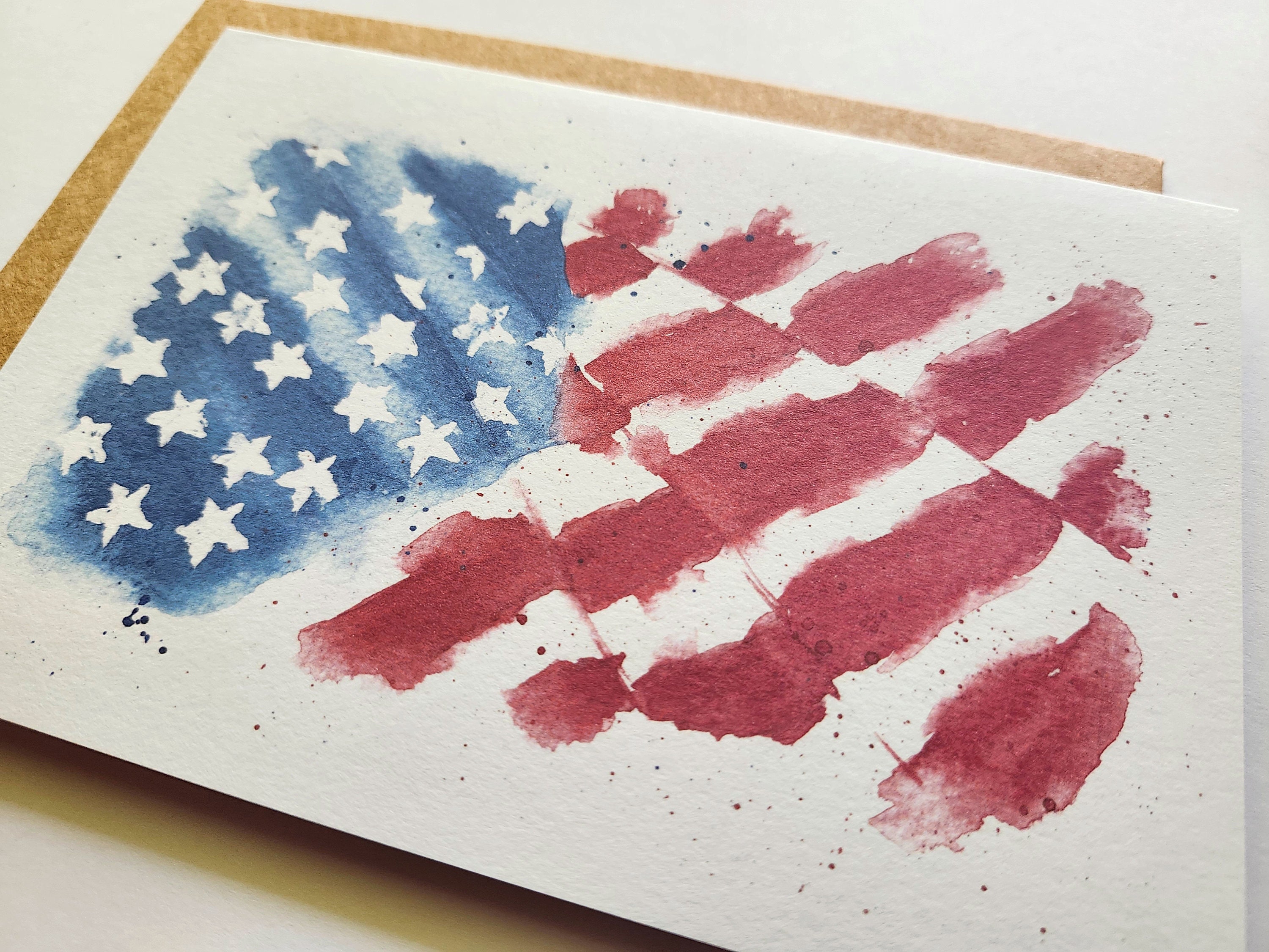 Hand Painted Card, American Flag Card, Independence Day Card, 4th of ...