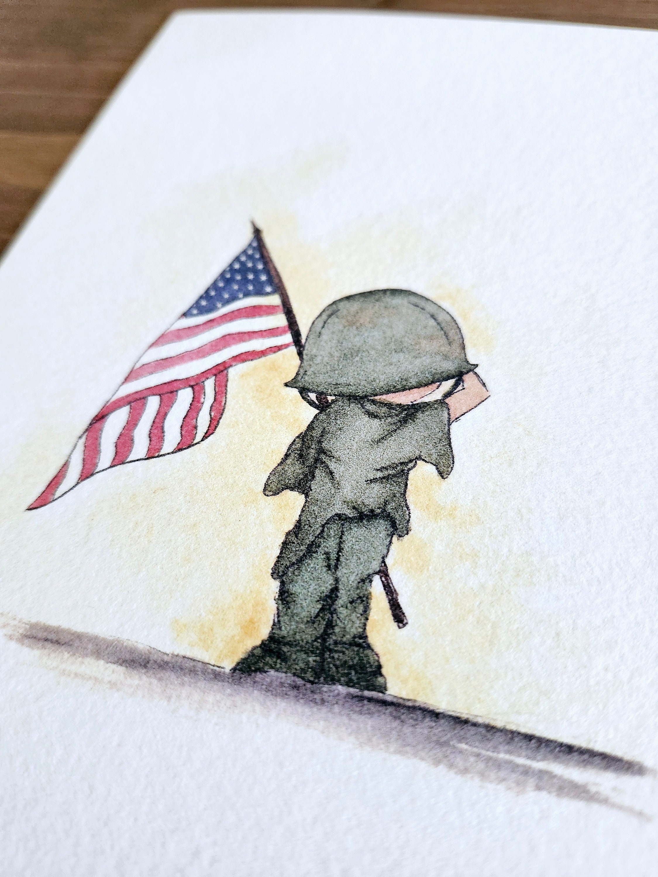 Hand Painted Card, Veterans Card, Military Card, American Flag Card ...