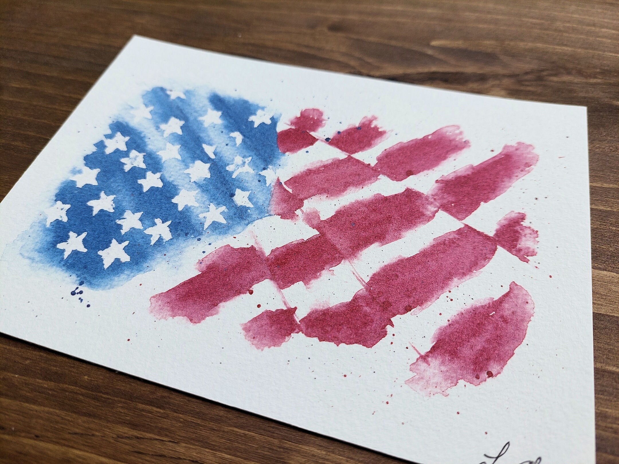 Hand Painted Card, American Flag Card, Independence Day Card, 4th of ...