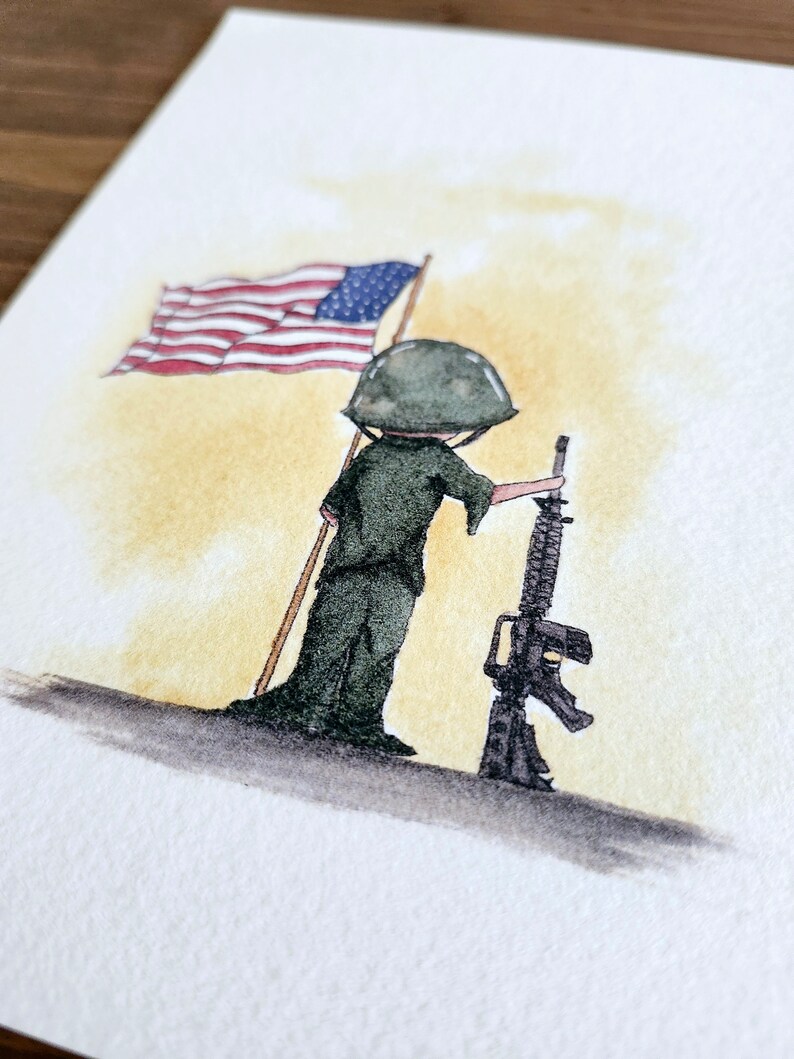 Hand Painted Card, Veterans Card, Military Card, American Flag Card ...