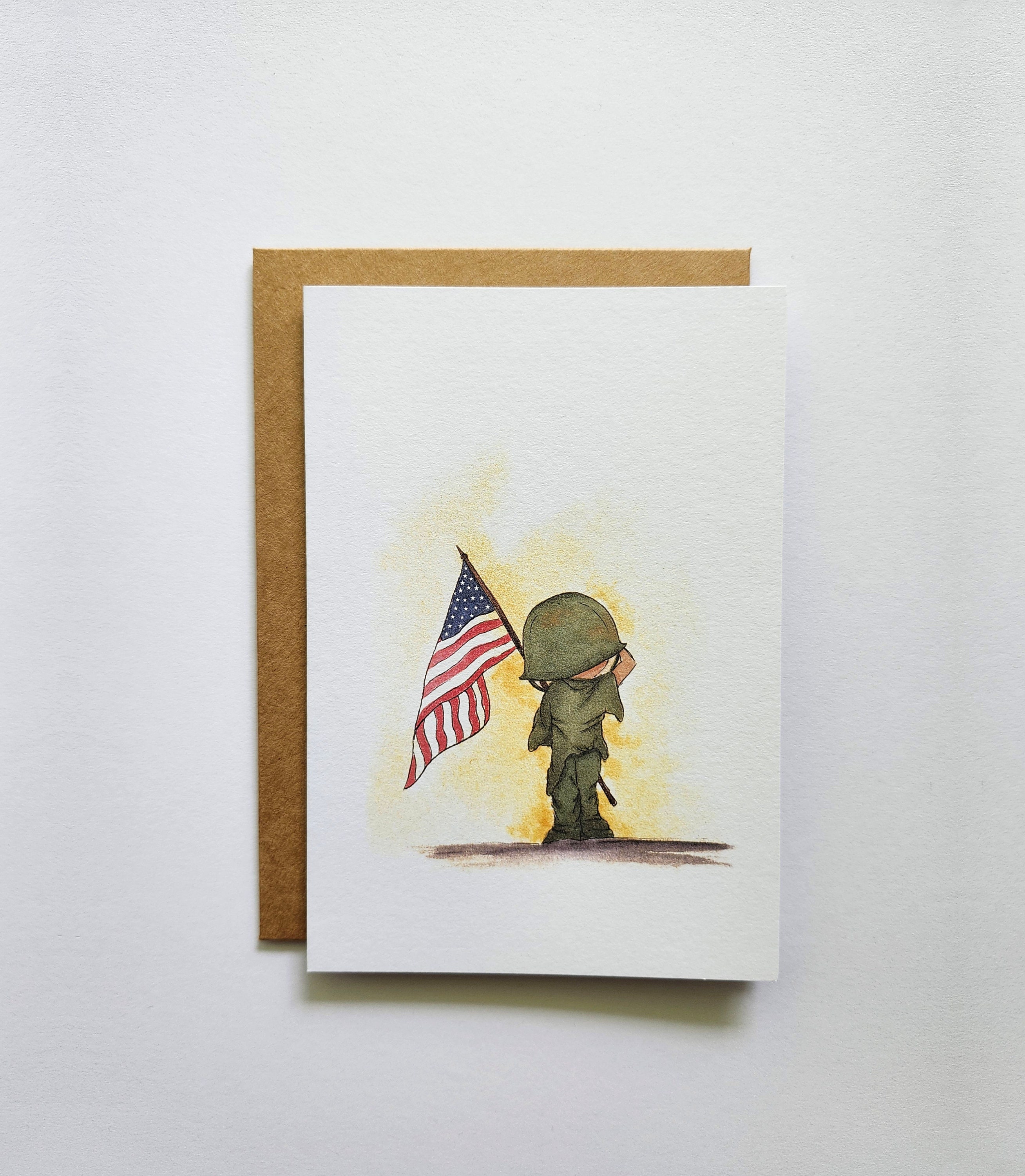 Hand Painted Card, Veterans Card, Military Card, American Flag Card ...