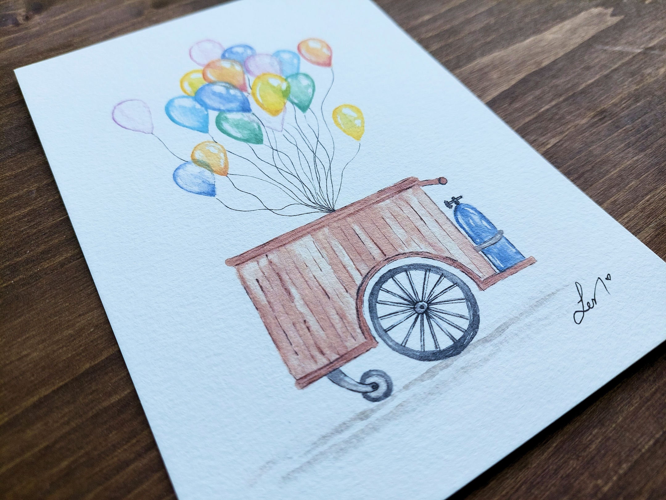 Hand Painted Art, Watercolor Painting, Balloon Cart Painting, Carnival ...