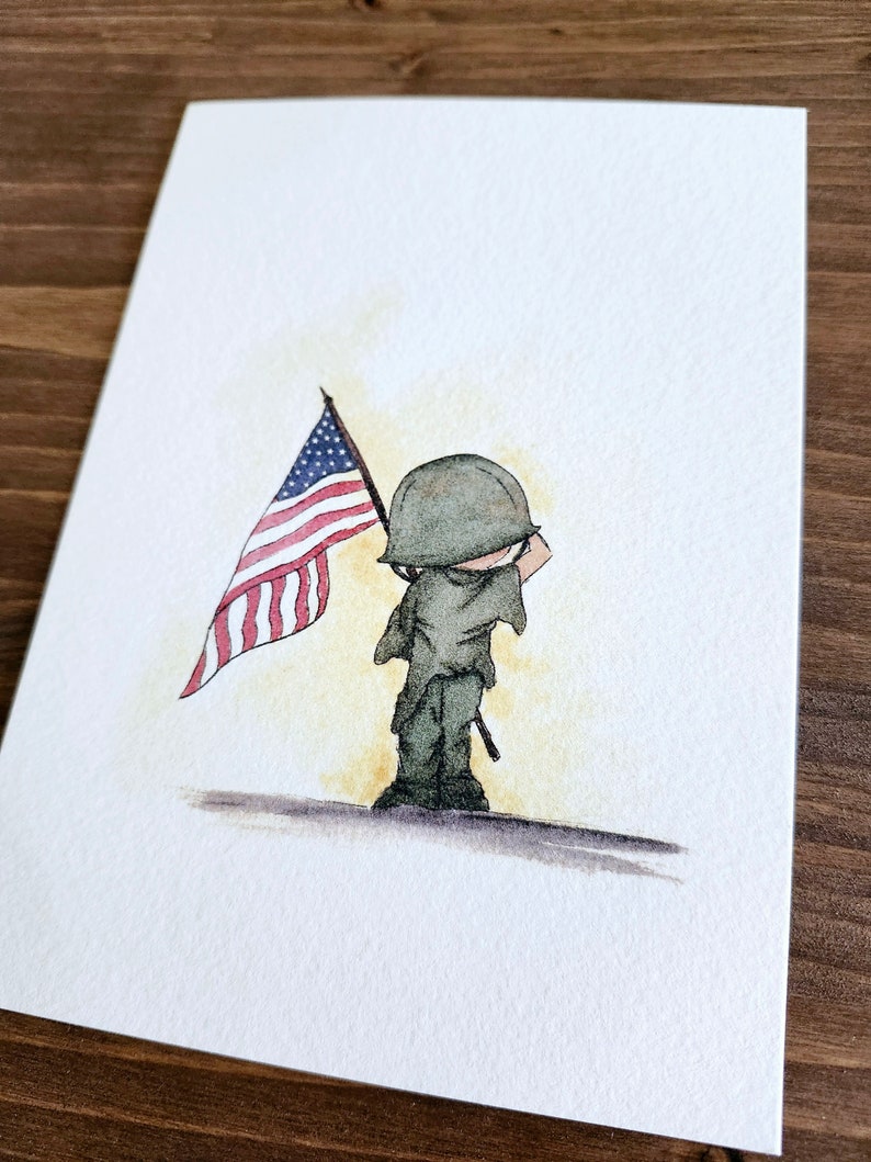 Hand Painted Card, Veterans Card, Military Card, American Flag Card ...