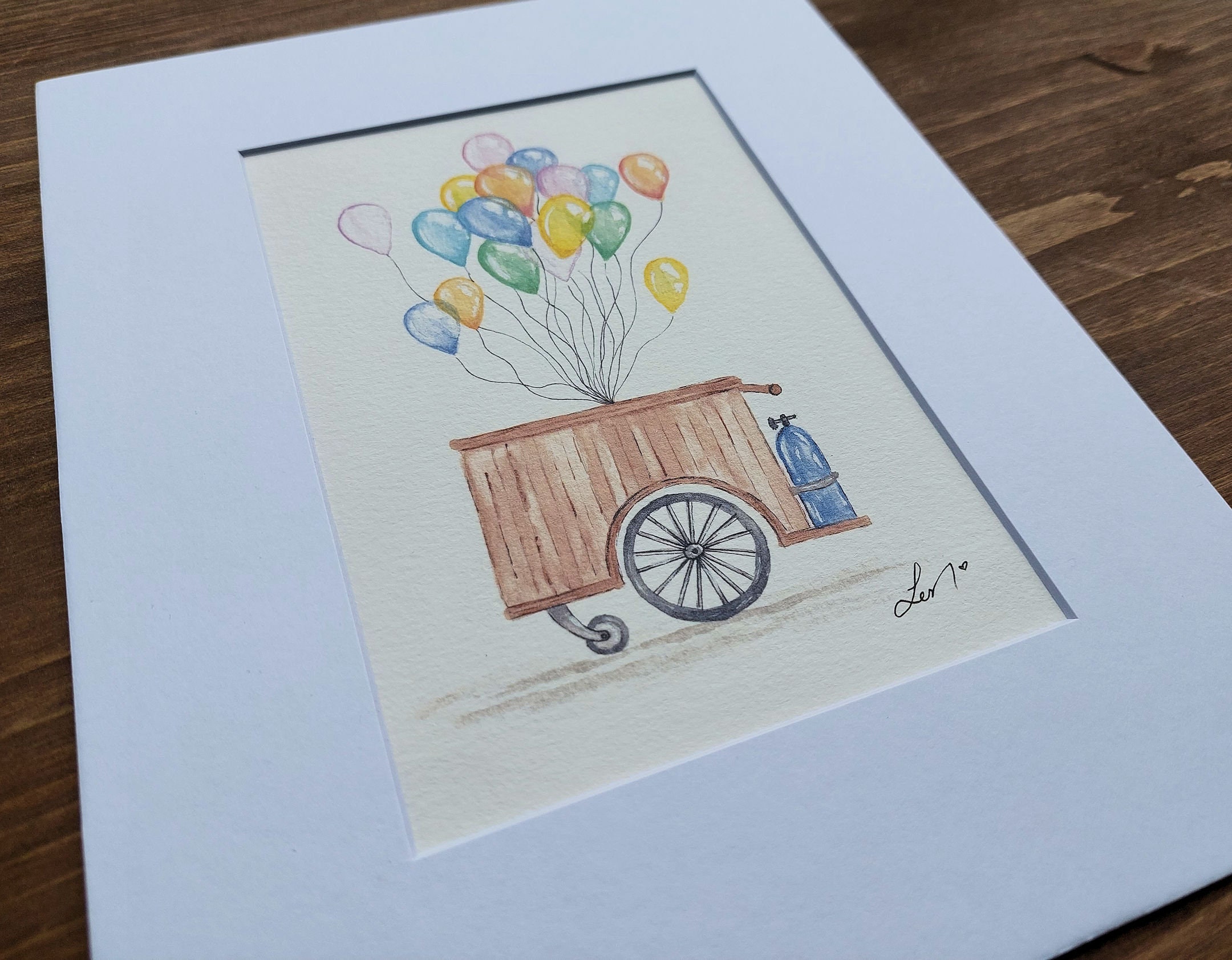 Hand Painted Art, Watercolor Painting, Balloon Cart Painting, Carnival ...