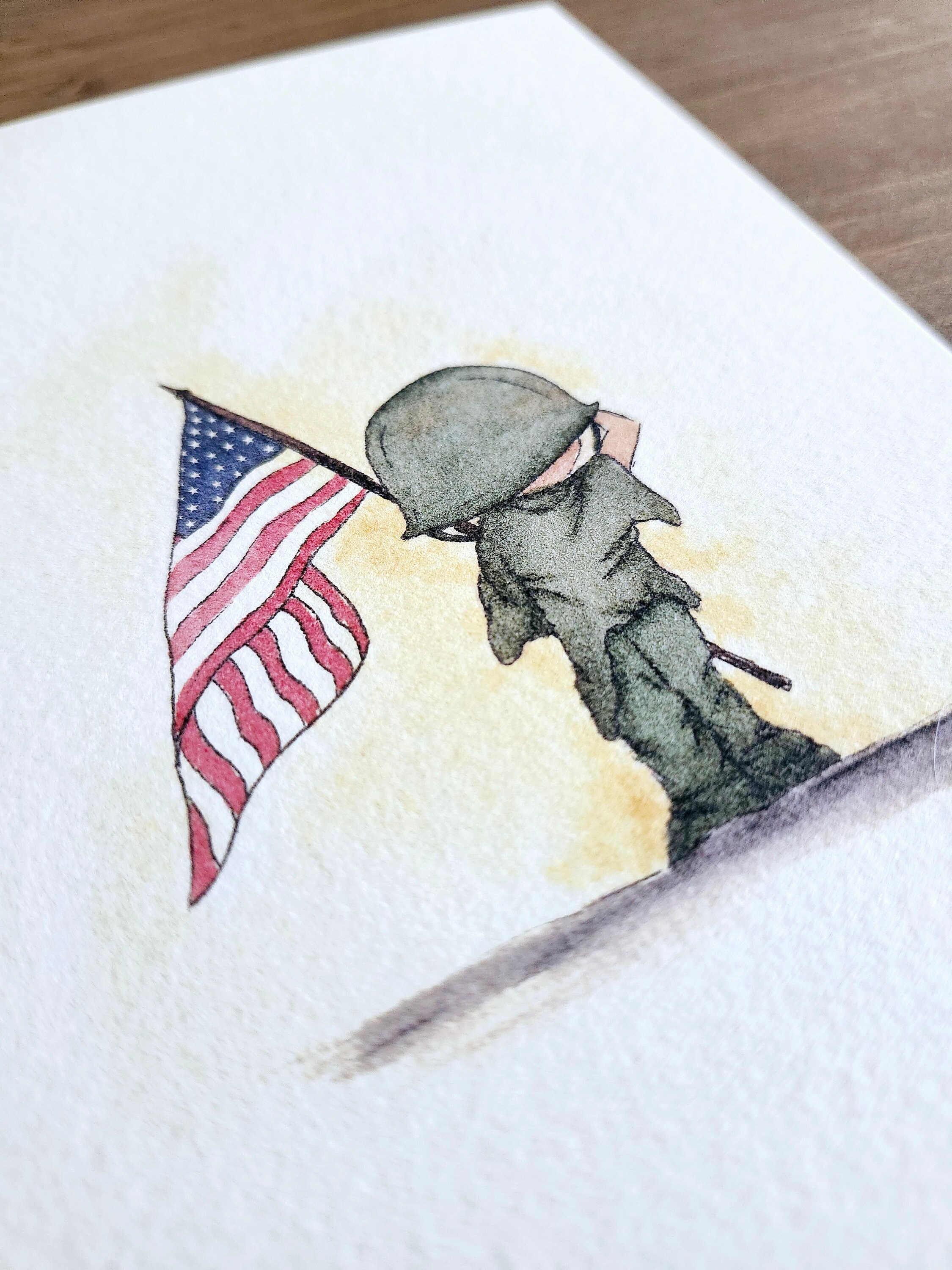 Hand Painted Card, Veterans Card, Military Card, American Flag Card ...