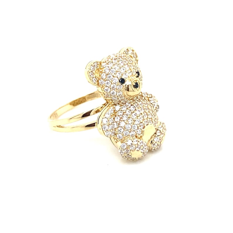 14K Real Gold Teddy Bear Ring - Etsy
