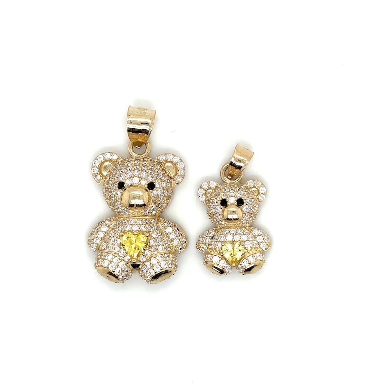14K Real Gold Birthstone Teddy Bear Individual Pendant - Etsy