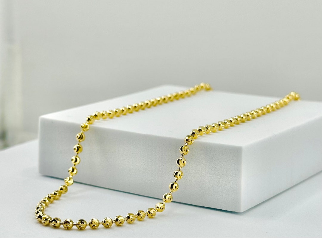 14K Yellow Gold Moon Cut Chain Necklace - Etsy